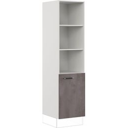 Seitenschrank IMPULS KÜCHEN ""Prag", Breite/Höhe: 50/190,7 cm" Schränke Gr. B/H/T: 50 cm x 190,7 cm x 57,6 cm, rechts, 1 St., grau (beton, optik schiefer dunkelgrau) Seitenschränke vormontiert, mit Drehtür, verstellbaren Fachböden