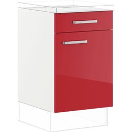 Unterschrank IMPULS KÜCHEN ""Turin", Breite/Höhe: 50/72,3 cm, mit Soft-Close" Schränke Gr. B/H/T: 50 cm x 72,3 cm x 57,9 cm, Rot Hochglanz-rechts, 1 St., rot (rot hochglanz) vormontiert, mit Schubkasten, Drehtür