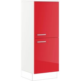 Kühlumbauschrank IMPULS KÜCHEN ""Turin", Breite/Höhe: 60/147,5 cm", rot (rot hochglanz), B:60cm H:147,5cm T:57,9cm, Holzwerkstoff, Schränke, vormontiert, mit Drehtür