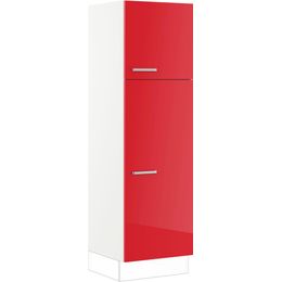 Kühlumbauschrank IMPULS KÜCHEN ""Turin", Breite/Höhe: 60/190,7 cm", rot (rot hochglanz), B:60cm H:190,7cm T:57,9cm, Holzwerkstoff, Schränke, vormontiert, mit Drehtüren, mit verstellbarem Fachboden