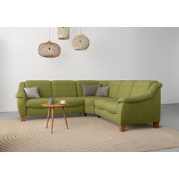 Ecksofa Home Affaire "Caldera L-Form", gr&uuml;n, B:270cm T:250cm, 100% Polyester, Sofas, Ecksofa, Federkern, wahlweise mit Kopfteilverstellung, Bettfunktion, Bettkasten