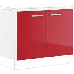 Spülenunterschrank IMPULS KÜCHEN ""Turin", Breite/Höhe: 100/72,3 cm" Schränke Gr. B/H/T: 100 cm x 72,3 cm x 57,9 cm, Rot Hochglanz, 2 St., rot (rot hochglanz) Küchenunterschrank vormontiert, mit Drehtüren