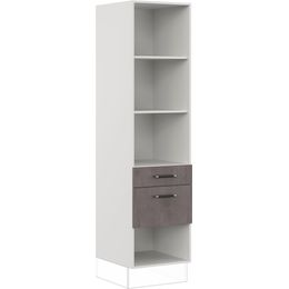 Seitenschrank IMPULS KÜCHEN ""Prag", Breite/Höhe: 50/190,7 cm, mit Soft-Close" Schränke Gr. B/H/T: 50 cm x 190,7 cm x 57,6 cm, grau (beton, optik schiefer dunkelgrau) vormontiert, mit Schubkasten, Auszug, verstellbaren Fachböden