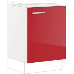 Unterschrank IMPULS KÜCHEN ""Turin", Breite/Höhe: 60/72,3 cm" Schränke Gr. B/H/T: 60 cm x 72,3 cm x 57,9 cm, Rot Hochglanz-rechts, 1 St., rot (rot hochglanz) Unterschränke vormontiert, mit Drehtür