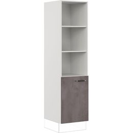 Seitenschrank IMPULS KÜCHEN ""Prag", Breite/Höhe: 50/190,7 cm" Schränke Gr. B/H/T: 50 cm x 190,7 cm x 57,6 cm, links, 1 St., grau (beton, optik schiefer dunkelgrau) Seitenschränke vormontiert, mit Drehtür, verstellbaren Fachböden