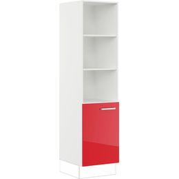 Seitenschrank IMPULS KÜCHEN ""Turin", Breite/Höhe: 50/190,7 cm" Schränke Gr. B/H/T: 50 cm x 190,7 cm x 57,9 cm, links, 1 St., rot (rot hochglanz) Seitenschränke vormontiert, mit Drehtür, verstellbaren Fachböden