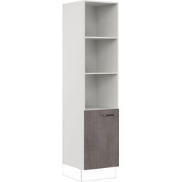 Seitenschrank IMPULS KÜCHEN ""Prag", Breite/Höhe: 50/205,1 cm" Schränke Gr. B/H/T: 50 cm x 205,1 cm x 57,6 cm, links, 1 St., grau (beton, optik schiefer dunkelgrau) Seitenschränke vormontiert, mit Drehtür, verstellbaren Fachböden