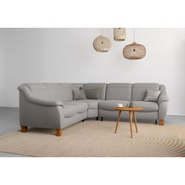 Ecksofa Home Affaire "Caldera L-Form", grau, B:270cm T:250cm, 100% Polyester, Sofas, Ecksofa, Federkern, wahlweise mit Kopfteilverstellung, Bettfunktion, Bettkasten