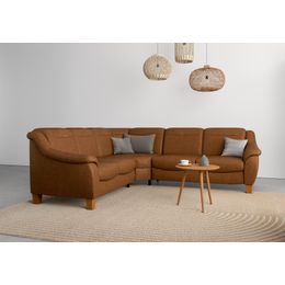 Ecksofa Home Affaire "Caldera L-Form", braun (haselnuss), B:270cm H:91cm T:250cm, 100% Polyester, Sofas, Ecksofa, Federkern, wahlweise mit Kopfteilverstellung, Bettfunktion, Bettkasten