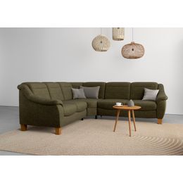 Ecksofa Home Affaire "Caldera L-Form", gr&uuml;n (khaki), B:270cm H:91cm T:250cm, 100% Polyester, Sofas, Ecksofa, Federkern, wahlweise mit Kopfteilverstellung, Bettfunktion, Bettkasten