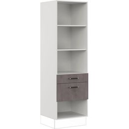 Seitenschrank IMPULS KÜCHEN ""Prag", Breite/Höhe: 60/190,7 cm, mit Soft-Close" Schränke Gr. B/H/T: 60 cm x 190,7 cm x 57,6 cm, grau (beton, optik schiefer dunkelgrau) vormontiert, mit Schubkasten, Auszug, verstellbaren Fachböden