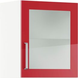 Glashängeschrank IMPULS KÜCHEN ""Turin", Breite/Höhe: 50 oder 60/57,9 cm" Schränke Gr. B/H/T: 50 cm x 57,9 cm x 34,5 cm, rechts-Rot Hochglanz, 1 St., rot (rot hochglanz) Hängeschränke vormontiert, mit Glasdrehtür, verstellbarem Glasfachboden