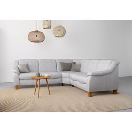 Ecksofa Home Affaire "Caldera L-Form", silber, B:270cm H:91cm T:250cm, 100% Polyester, Sofas, Ecksofa, Federkern, wahlweise mit Kopfteilverstellung, Bettfunktion, Bettkasten