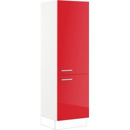 Seitenschrank IMPULS KÜCHEN ""Turin", Breite/Höhe: 60/190,7 cm" Schränke Gr. B/H/T: 60 cm x 190,7 cm x 57,9 cm, rechts, 2 St., rot (rot hochglanz) Seitenschränke vormontiert, mit Drehtüren, verstellbaren Fachböden