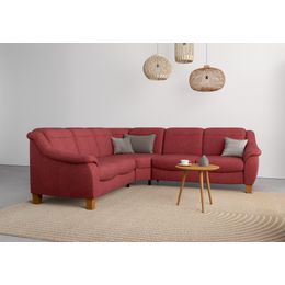 Ecksofa Home Affaire "Caldera L-Form", lila (chianti), B:270cm T:250cm, 100% Polyester, Sofas, Ecksofa, Federkern, wahlweise mit Kopfteilverstellung, Bettfunktion, Bettkasten