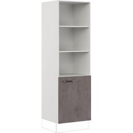 Seitenschrank IMPULS KÜCHEN ""Prag", Breite/Höhe: 60/190,7 cm" Schränke Gr. B/H/T: 60 cm x 190,7 cm x 57,6 cm, rechts, 1 St., grau (beton, optik schiefer dunkelgrau) Seitenschränke vormontiert, mit Drehtür, verstellbaren Fachböden