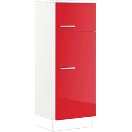 Kühlumbauschrank IMPULS KÜCHEN ""Turin", Breite/Höhe: 60/147,5 cm", rot (rot hochglanz), B:60cm H:147,5cm T:57,9cm, Holzwerkstoff, Schränke, vormontiert, mit Drehtüren
