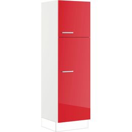 Seitenschrank IMPULS KÜCHEN ""Turin", Breite/Höhe: 60/190,7 cm" Schränke Gr. B/H/T: 60 cm x 190,7 cm x 57,9 cm, rechts, 2 St., rot (rot hochglanz) vormontiert, mit Drehtüren, verstellbarem Fachboden