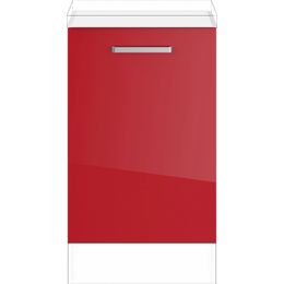 Wäscheschrank IMPULS KÜCHEN ""Turin", Breite/Höhe: 50/72,3 cm, mit Soft-Close" Schränke Gr. B/H/T: 50 cm x 72,3 cm x 57,9 cm, Rot Hochglanz, rot (rot hochglanz) vormontiert, mit Auszug, Wäschekorb