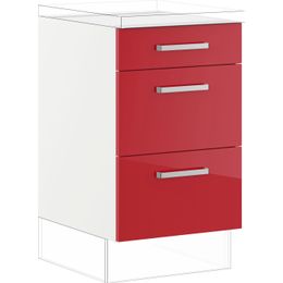 Auszugsunterschrank IMPULS KÜCHEN ""Turin", Breite/Höhe: 50/72,3 cm, mit Soft-Close" Schränke Gr. B/H/T: 50 cm x 72,3 cm x 57,9 cm, Rot Hochglanz, rot (rot hochglanz) Küchenunterschrank vormontiert, mit Schubkasten, Auszügen