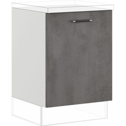 Wäscheschrank IMPULS KÜCHEN ""Prag und Valencia", Breite/Höhe: 60/72,3 cm, mit Soft-Close" Schränke Gr. B/H/T: 60 cm x 72,3 cm x 57,6 cm, grau (beton, optik schiefer dunkelgrau) vormontiert, mit Auszug, Waschekörben