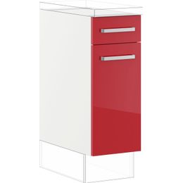 Unterschrank IMPULS KÜCHEN ""Turin", Breite/Höhe: 30/72,3 cm, mit Soft-Close" Schränke Gr. B/H/T: 30 cm x 72,3 cm x 57,9 cm, Rot Hochglanz-links, 1 St., rot (rot hochglanz) Unterschränke vormontiert, mit Schubkasten, Drehtür