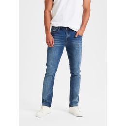 5-Pocket-Jeans Buffalo "Straight-fit" Gr. 32, Länge 32, blau (dark, blue, denim) Herren Jeans 5-Pocket-Jeans mit normaler Bundhöhe, aus elastischer Denim-Qualität