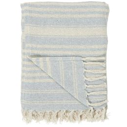 IB Laursen Plaid mit Streifenmuster, 160 x 130 cm, creme/hellblau