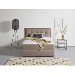 Boxbett Andas "Kederleicht", grau (taupe), B:175cm L:213cm, Komplettbetten, Boxspringbett, inklusive Bettkasten & Topper, in 4 Breiten und 2 Härtegraden