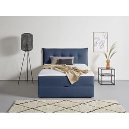 Boxbett Andas "Kederleicht", blau, B:175cm L:213cm, Komplettbetten, Boxspringbett, inklusive Bettkasten & Topper, in 4 Breiten und 2 Härtegraden