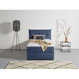 Boxbett Andas "Kederleicht", blau, B:155cm L:213cm, Komplettbetten, Boxspringbett, inklusive Bettkasten & Topper, in 4 Breiten und 2 Härtegraden