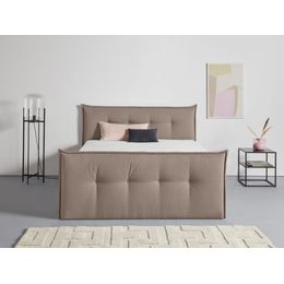 Boxbett Andas "Kederleicht", grau (taupe), B:195cm L:226cm, Komplettbetten, Boxspringbett, inklusive Fußteil, Bettkasten & Topper, in 4 Breiten und 2 Härtegraden