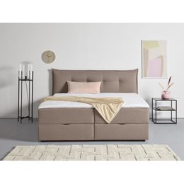 Boxbett Andas "Kederleicht", grau (taupe), B:205cm L:213cm, Komplettbetten, Boxspringbett, inklusive Bettkasten & Topper, in 4 Breiten und 2 Härtegraden