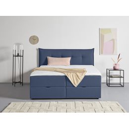 Boxbett Andas "Kederleicht", blau, B:195cm L:213cm, Komplettbetten, Boxspringbett, inklusive Bettkasten & Topper, in 4 Breiten und 2 Härtegraden