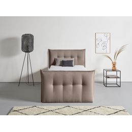 Boxbett Andas "Kederleicht", grau (taupe), B:155cm L:226cm, Komplettbetten, Boxspringbett, inklusive Fußteil, Bettkasten & Topper, in 4 Breiten und 2 Härtegraden
