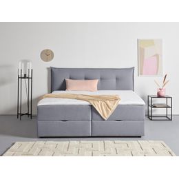 Boxbett Andas "Kederleicht", grau, B:205cm L:213cm, Komplettbetten, Boxspringbett, inklusive Bettkasten & Topper, in 4 Breiten und 2 Härtegraden