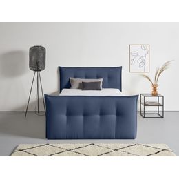 Boxbett Andas "Kederleicht", blau, B:175cm L:226cm, Komplettbetten, Boxspringbett, inklusive Fußteil, Bettkasten & Topper, in 4 Breiten und 2 Härtegraden