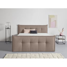 Boxbett Andas "Kederleicht", grau (taupe), B:205cm L:226cm, Komplettbetten, Boxspringbett, inklusive Fußteil, Bettkasten & Topper, in 4 Breiten und 2 Härtegraden