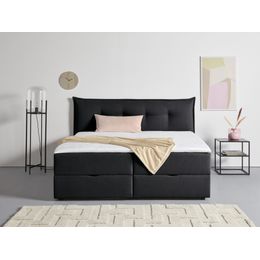 Boxbett Andas "Kederleicht", grau (anthrazit), B:205cm L:213cm, Komplettbetten, Boxspringbett, inklusive Bettkasten & Topper, in 4 Breiten und 2 Härtegraden
