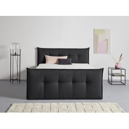 Boxbett Andas "Kederleicht", grau (anthrazit), B:195cm L:226cm, Komplettbetten, Boxspringbett, inklusive Fußteil, Bettkasten & Topper, in 4 Breiten und 2 Härtegraden