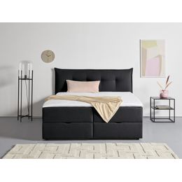Boxbett Andas "Kederleicht", grau (anthrazit), B:195cm L:213cm, Komplettbetten, Boxspringbett, inklusive Bettkasten & Topper, in 4 Breiten und 2 Härtegraden
