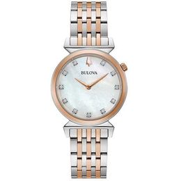 Quarzuhr Bulova "98P192" Armbanduhren rosegold (silberfarben, roségoldfarben) Damen Armbanduhr, Damenuhr, wasserdicht bis 30 bar, Saphirglas, Diamant