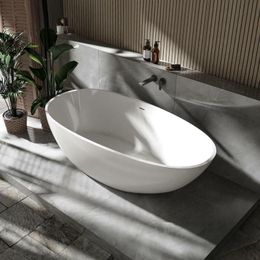 Bernstein Freistehende Badewanne vela aus Mineralguss Solid Stone - Weiß (hochglanz), 170 x 86 cm