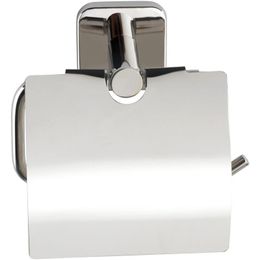 Wenko - Toilettenpapierhalter mit Deckel Mezzano Edelstahl, WC-Rollenhalter, rostfrei, Silber glänzend, Edelstahl rostfrei glänzend - silber glänzend