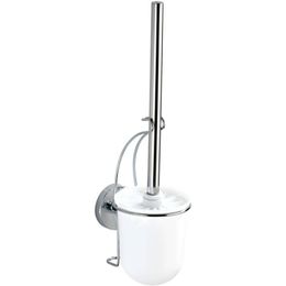 Wenko - Vacuum-Loc® Wand WC-Garnitur Milazzo, Befestigen ohne bohren, Silber glänzend, Stahl chrom, Edelstahl rostfrei glänzend, Polypropylen weiß