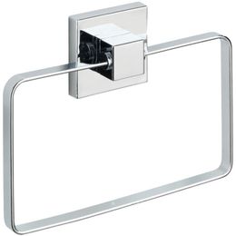 Wenko Vacuum-Loc® Handtuchring Quadro Edelstahl, Befestigen ohne bohren, Silber glänzend, Edelstahl rostfrei glänzend, Kunststoff (abs) chrom - silber