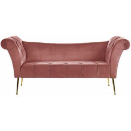 Beliani Chaiselongue Rosa/goldene Beine Universal mit Samtbezug und Metallfüßen für Wohnzimmer Schlafzimmer Salon Flur Klassisch Retro Modern