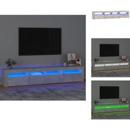 vidaXL TV-Möbel - Living TV-Schrank mit LED-Leuchten Betongrau 210x35x40 cm - Grau