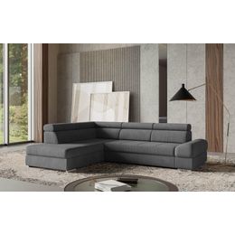 Sit & More Ecksofa SIT & MORE "Broadway L-Form", grau, B:270cm H:79cm T:213cm, 90% Polyester, 10% Polyamid, Sofas, Ecksofa, mit verstellbaren Kopfteilen, wahlweise mit Bettfunktion