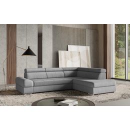 Sit & More Ecksofa SIT & MORE "Broadway L-Form", grau, B:270cm H:79cm T:213cm, 100% Polyester, Sofas, Ecksofa, mit verstellbaren Kopfteilen, wahlweise mit Bettfunktion